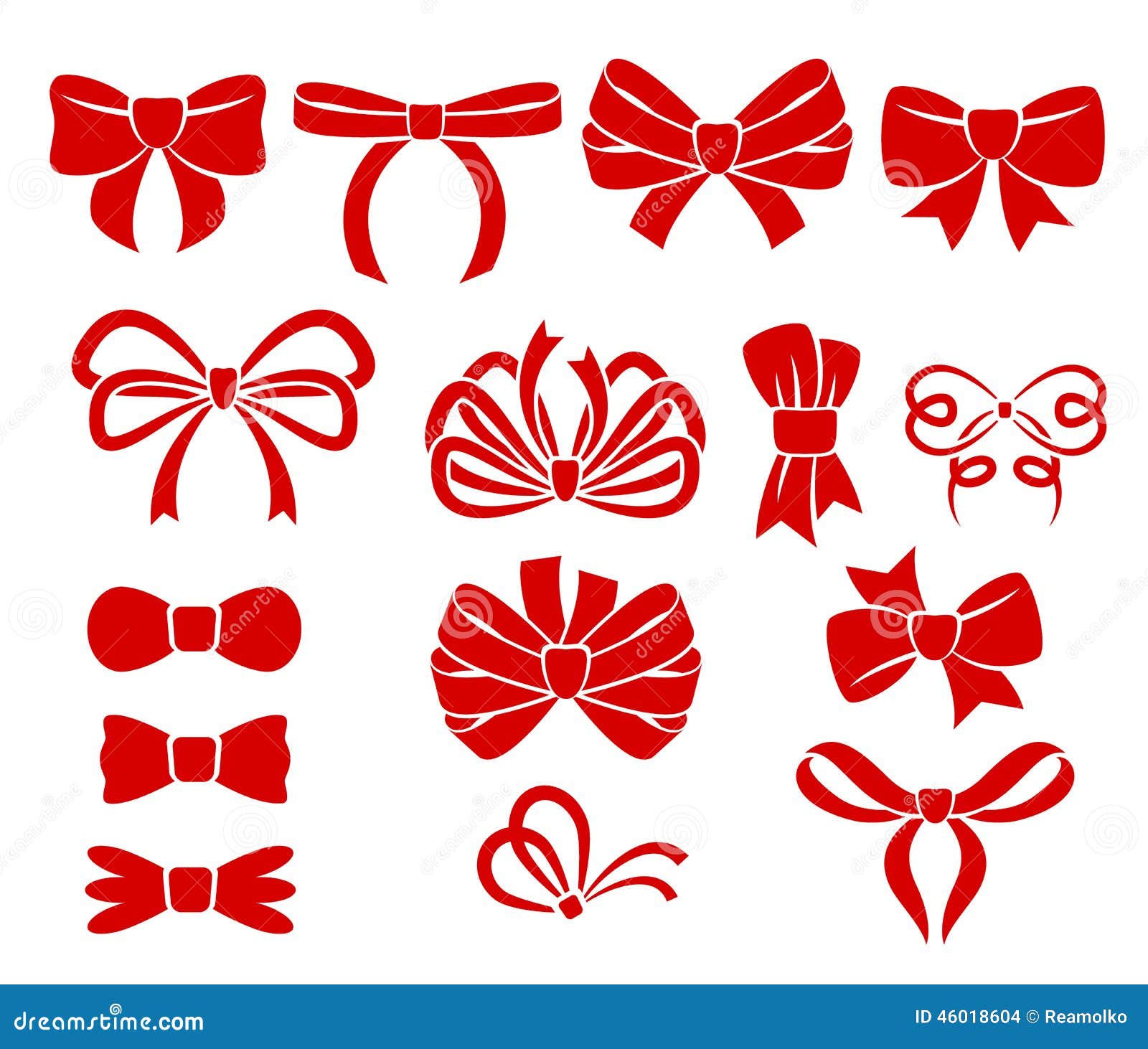 Set of Different Red Bows Icons. Stock Vector - Illustration of holiday ...