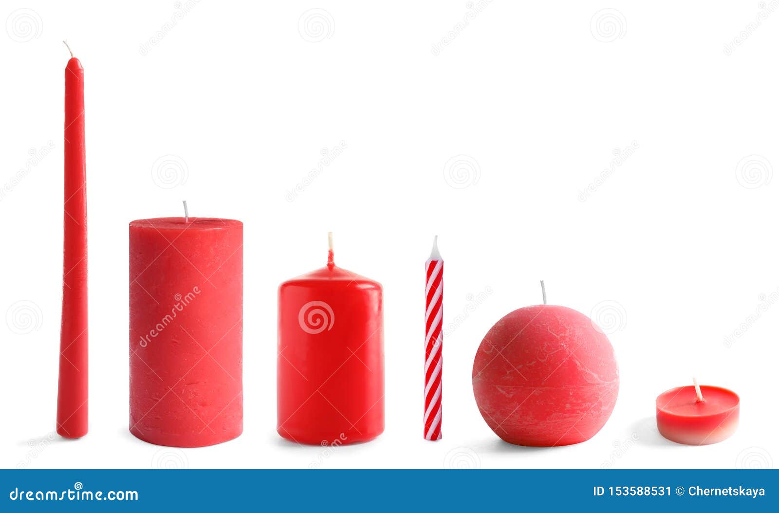 Set with Different Red Candles on White Stock Image - Image of birthday ...