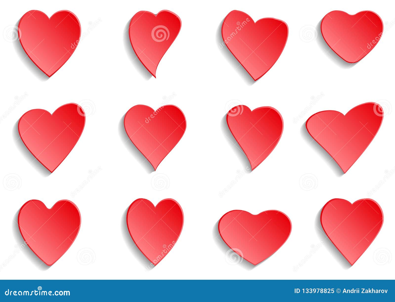 Set of different hearts stock vector. Illustration of isolated - 133978825