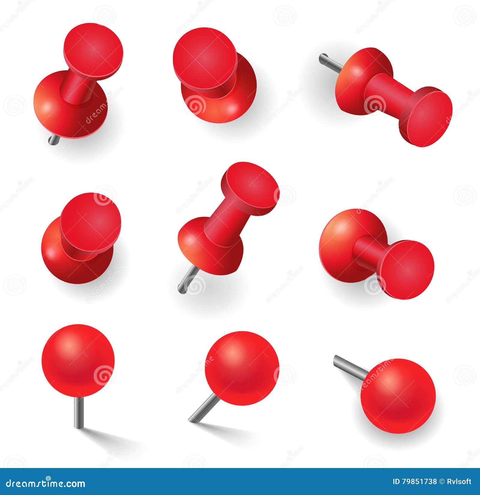Set of different red pins stock vector. Illustration of empty - 79851738