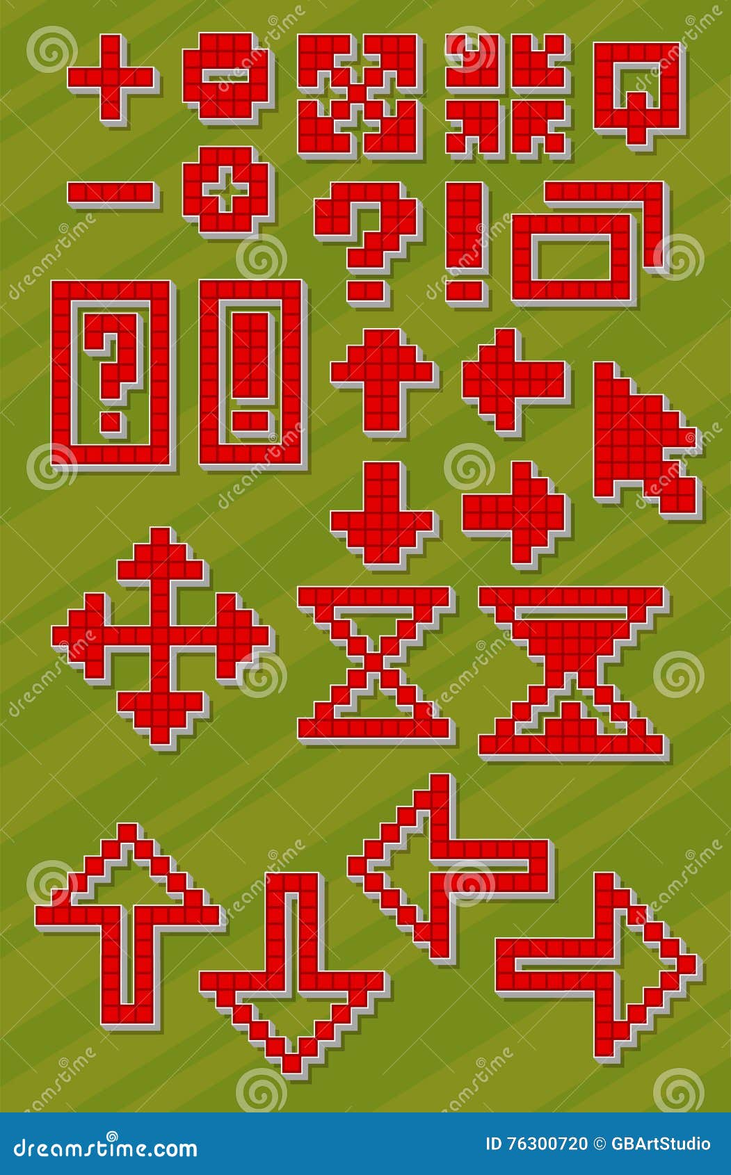 Set of Different Red Pixel Font Symbols Stock Vector - Illustration of ...
