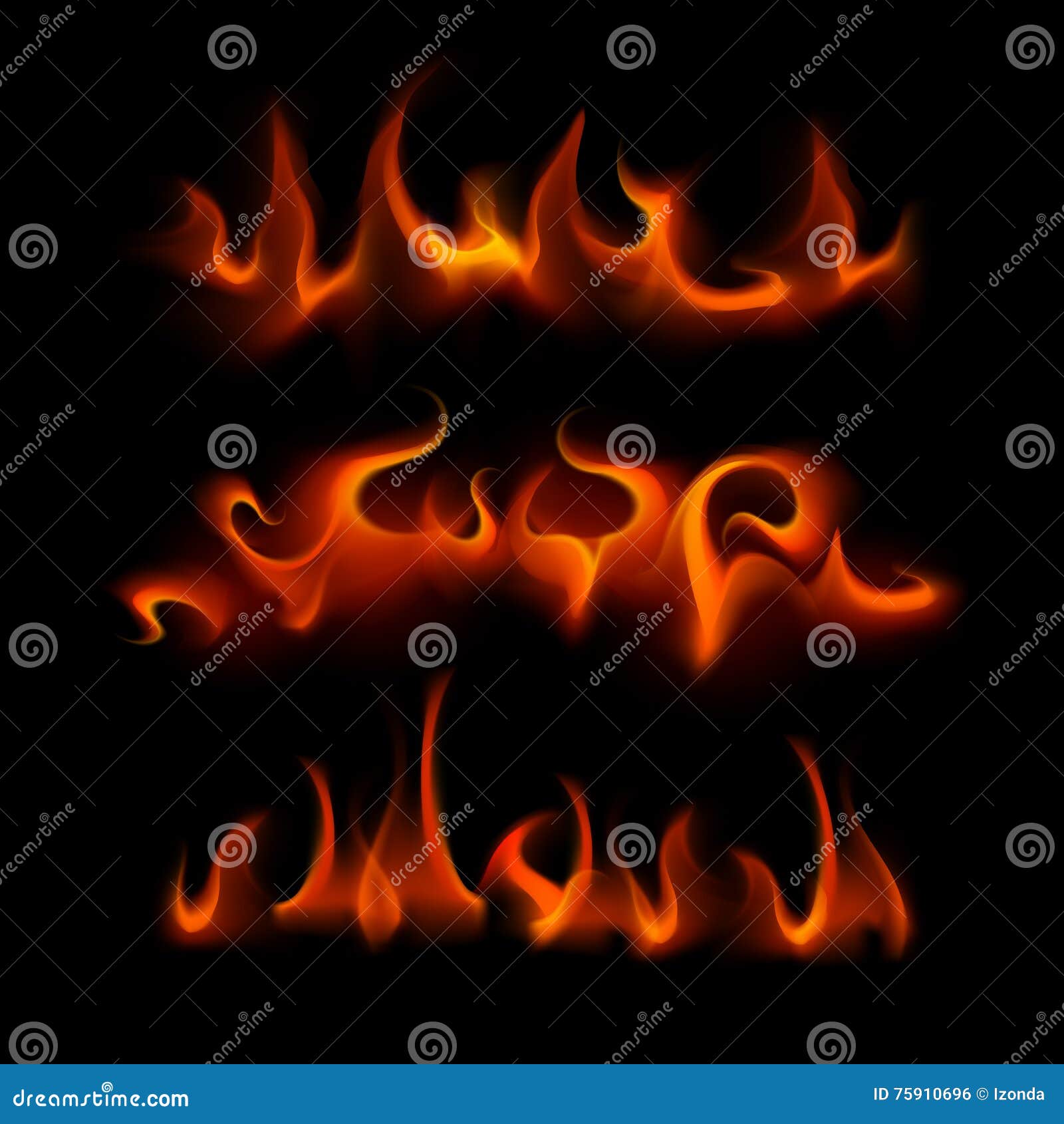 Set of Different Red Scarlet Fire Flame Bonfire Stock Vector ...