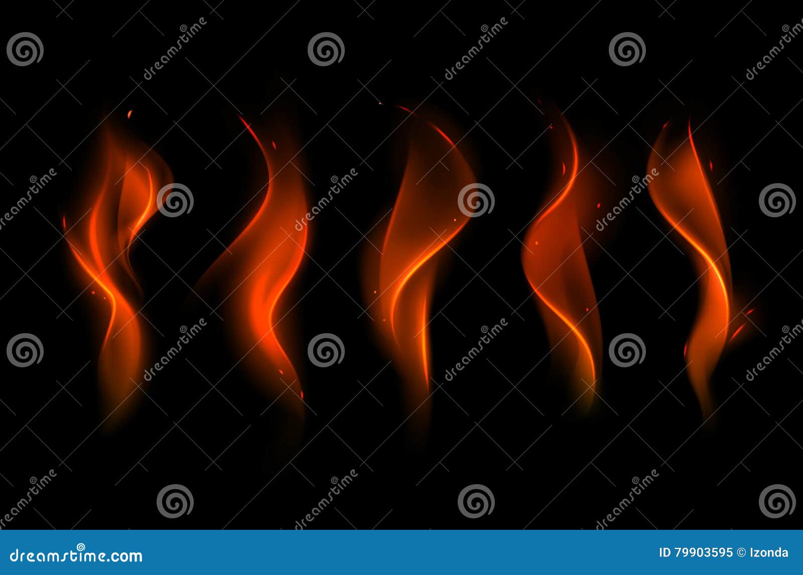 Set of Different Red Scarlet Fire Flame Stock Vector - Illustration of ...