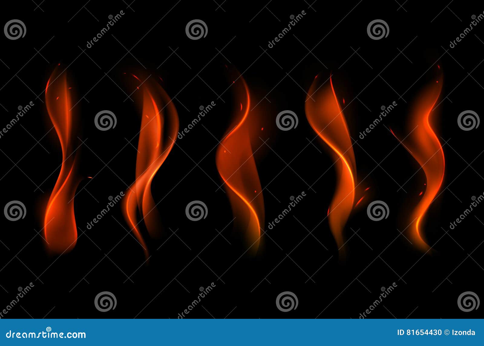 Set of Different Red Scarlet Fire Flame Stock Vector - Illustration of ...