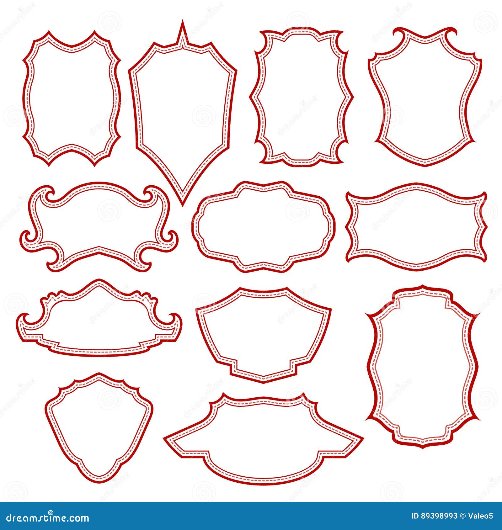 Set of Different Red Vintage Frames Stock Vector - Illustration of ...