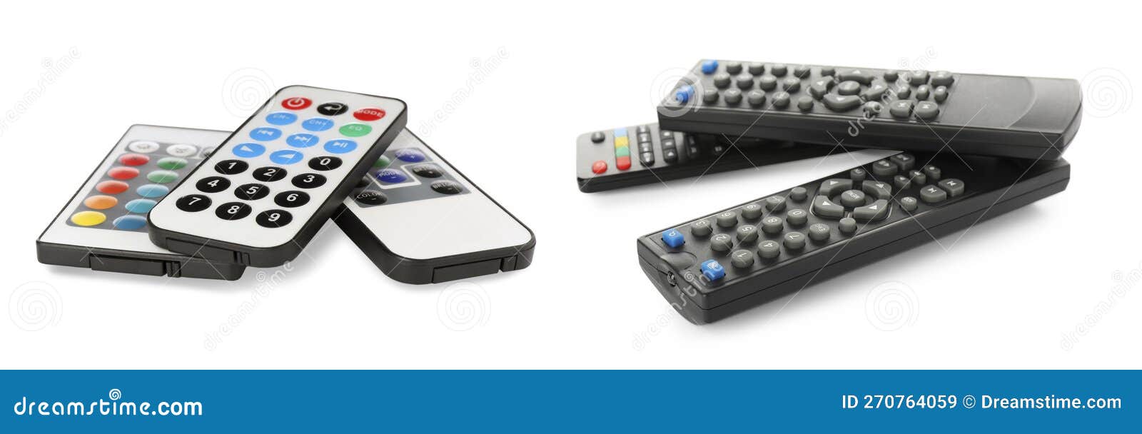 Set of Different Remote Controllers on White Background Stock Image ...