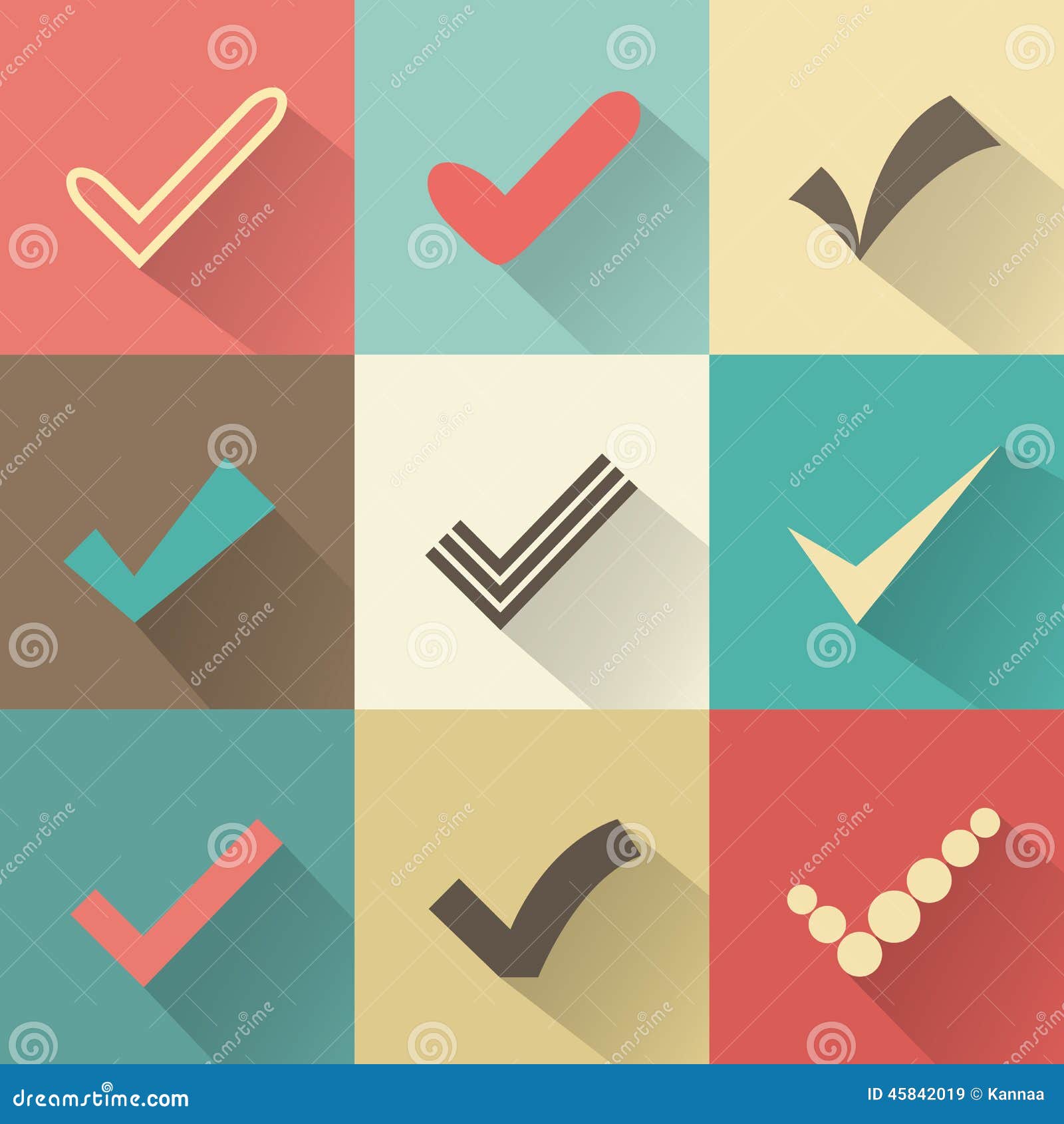 Set of Different Retro Vector Check Marks or Ticks Stock Vector ...