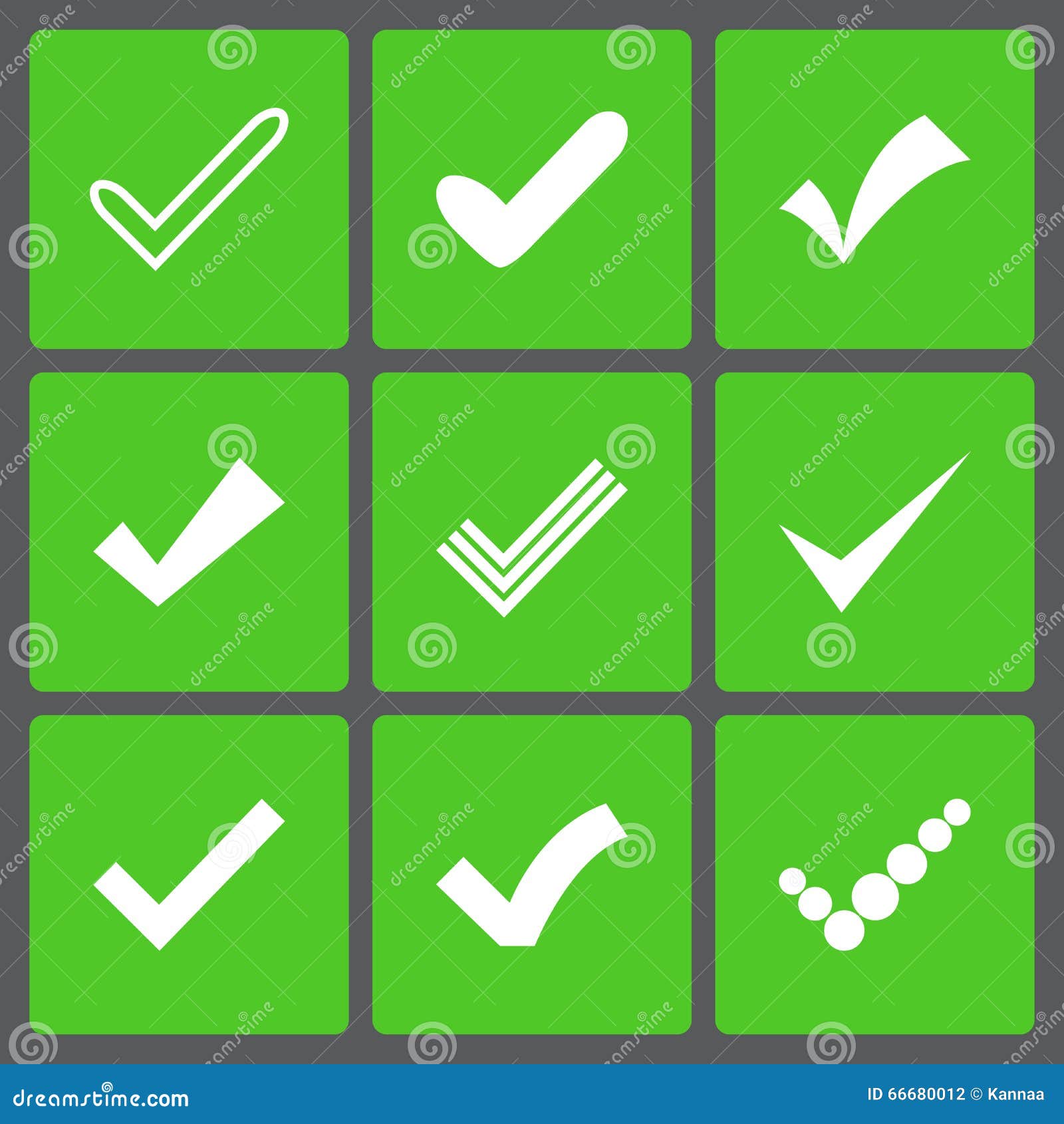 Set of Different Retro Vector Check Marks or Ticks. Stock Vector ...