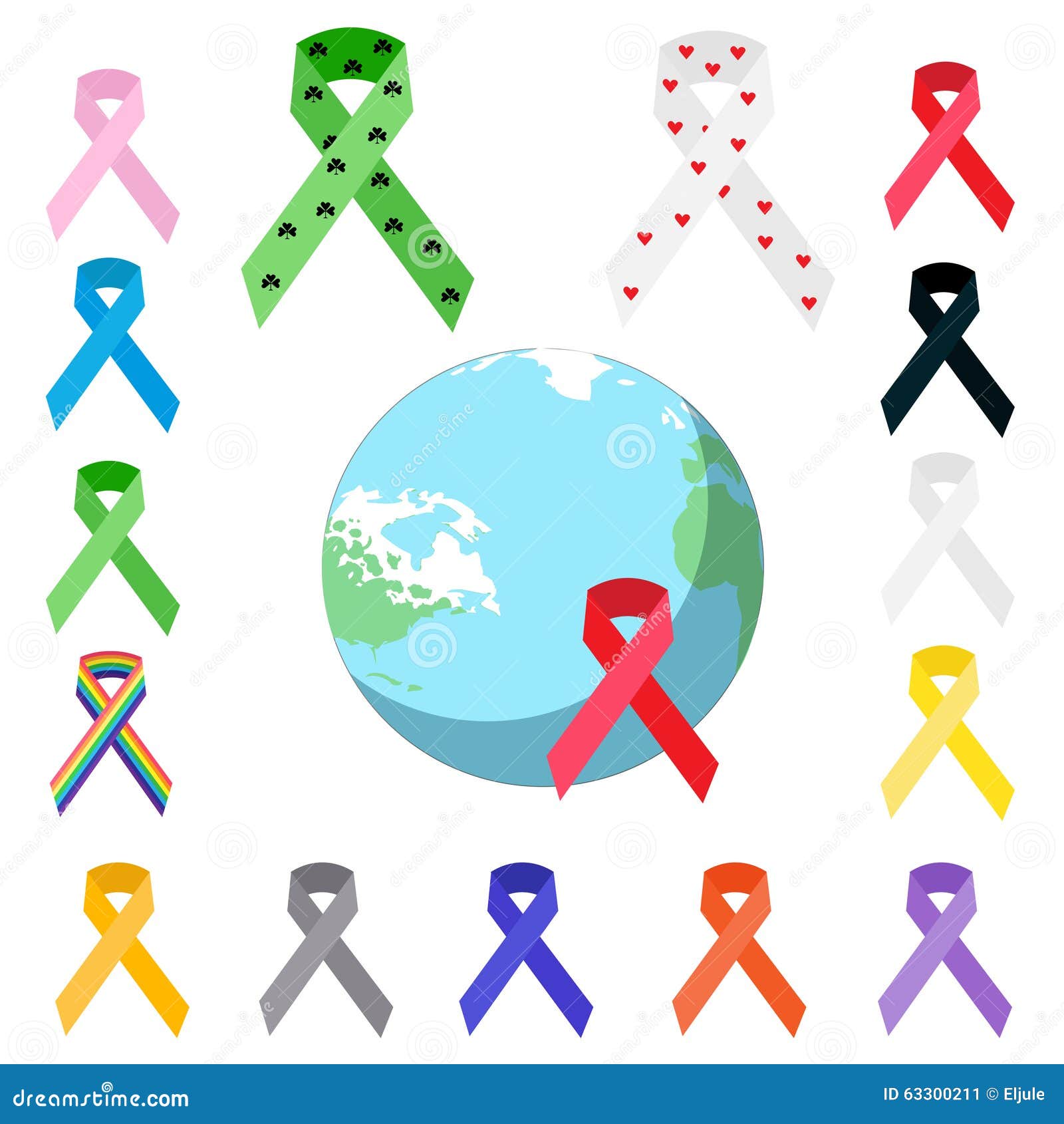 The Set of Different Ribbons Stock Vector - Illustration of hope, peace ...