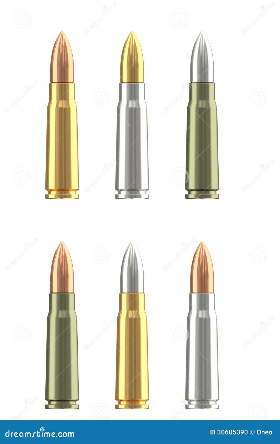 Set of Different Rifle Ammunition Cartridges Stock Illustration ...