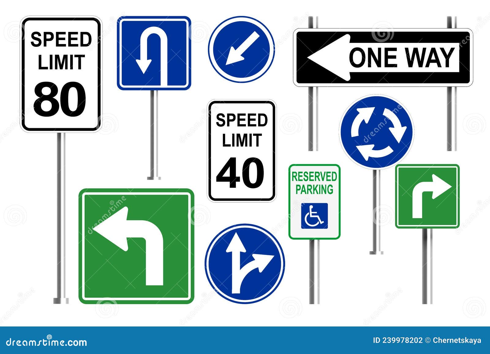 Set with Different Road Signs on White Background Stock Photo - Image ...