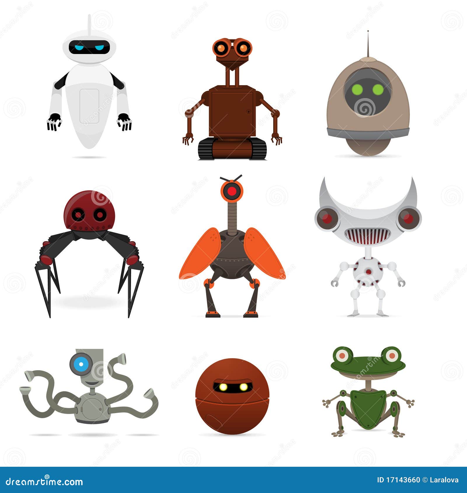 Set of different robots. stock vector. Illustration of arms - 17143660
