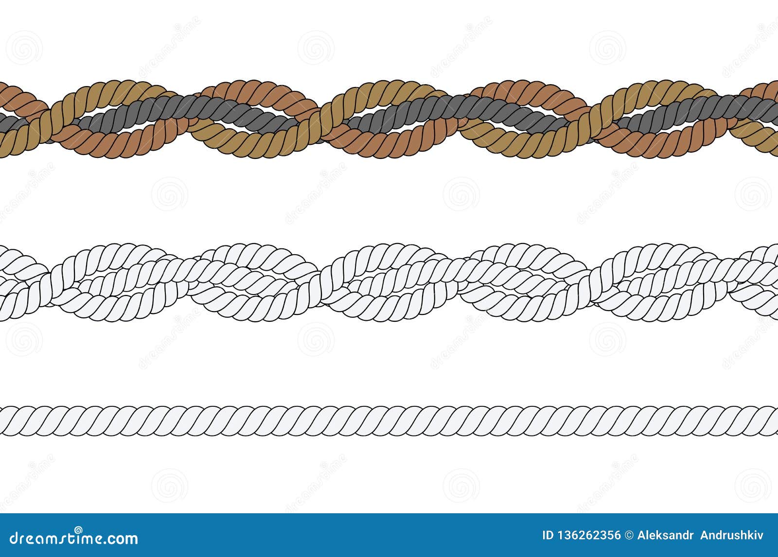 Rope 3 stock vector. Illustration of knot, collection - 136262356