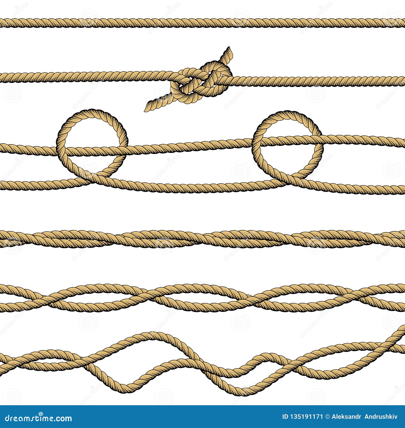 Set Of Ropes 7 Stock Vector Illustration Of Hemp Border 135191171