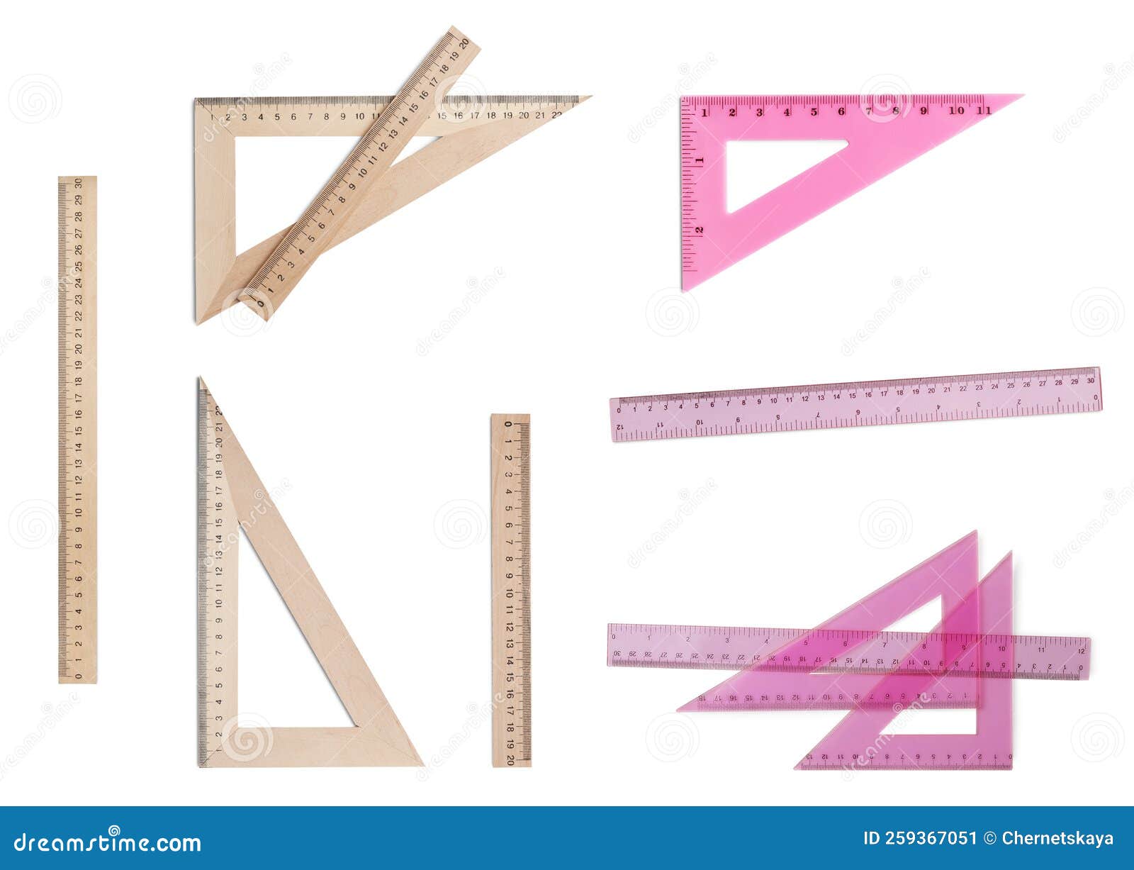 Set with Different Rulers with Measuring Length Markings in Centimeters ...
