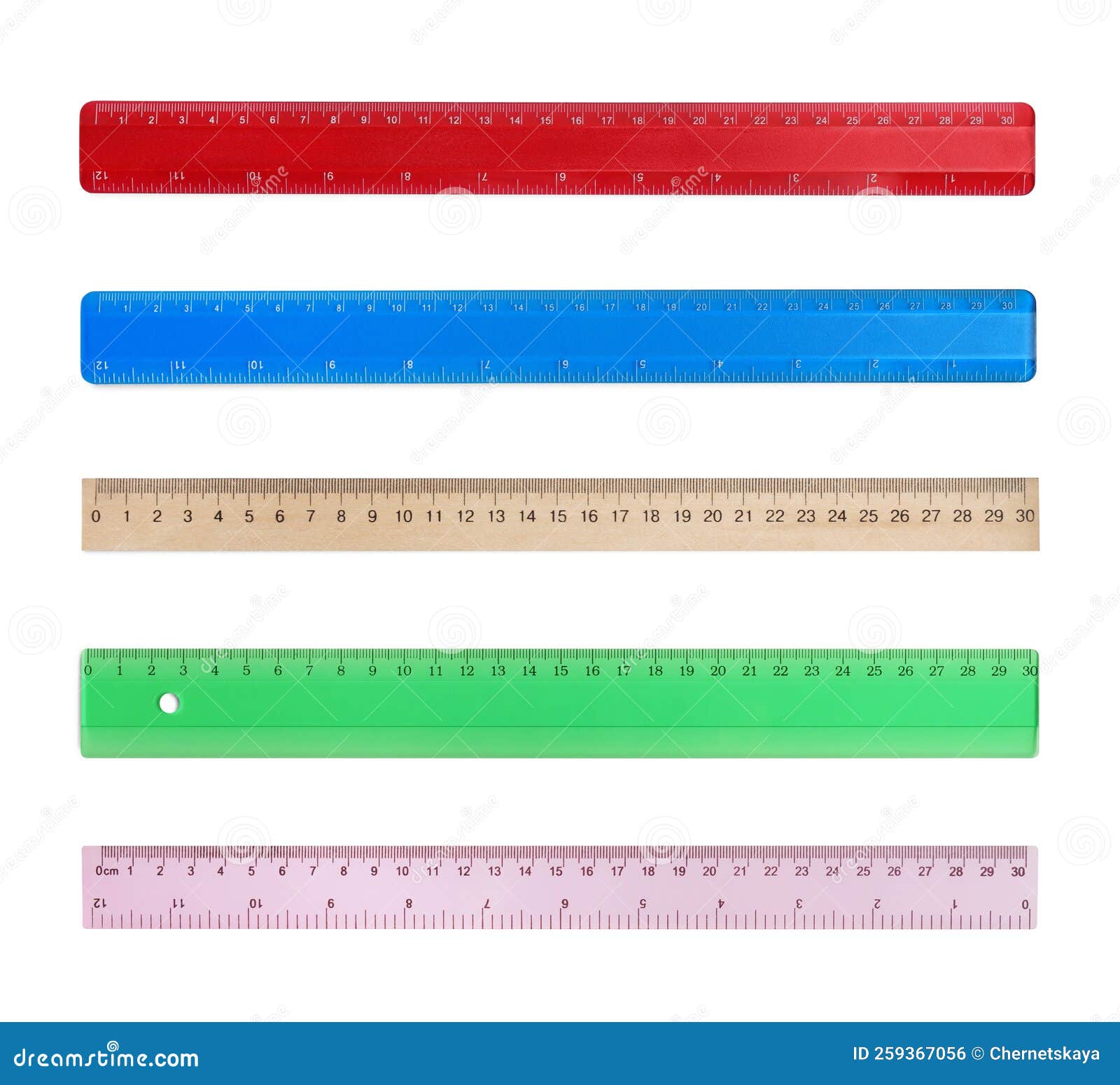 Set with Different Rulers with Measuring Length Markings in Centimeters ...