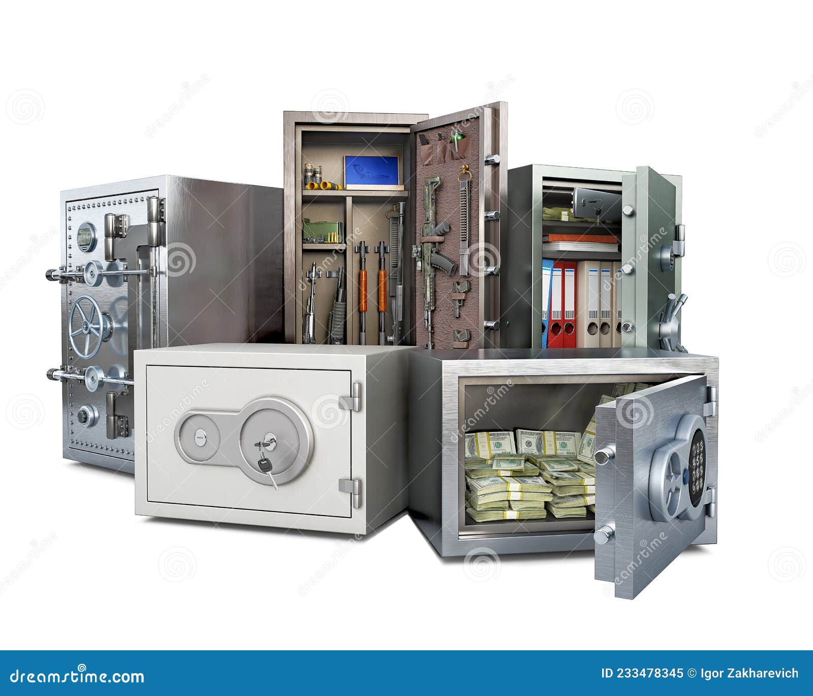 Set of Different Safe Boxes with Variable Functionality for Keeping ...