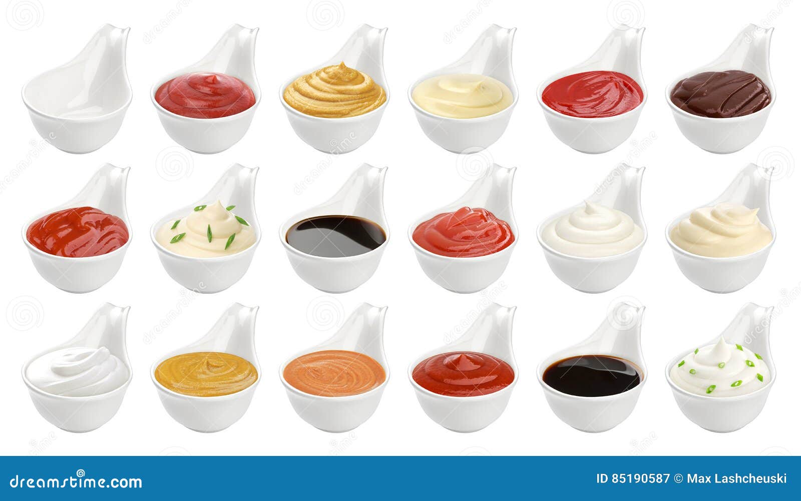 Set of Different Sauces Isolated on White Stock Image - Image of food ...