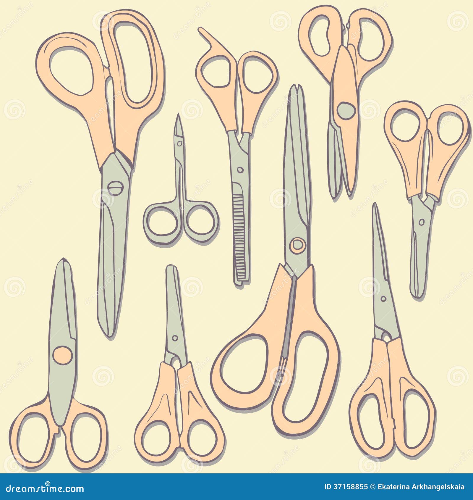 Set of different scissors stock vector. Illustration of personal - 37158855