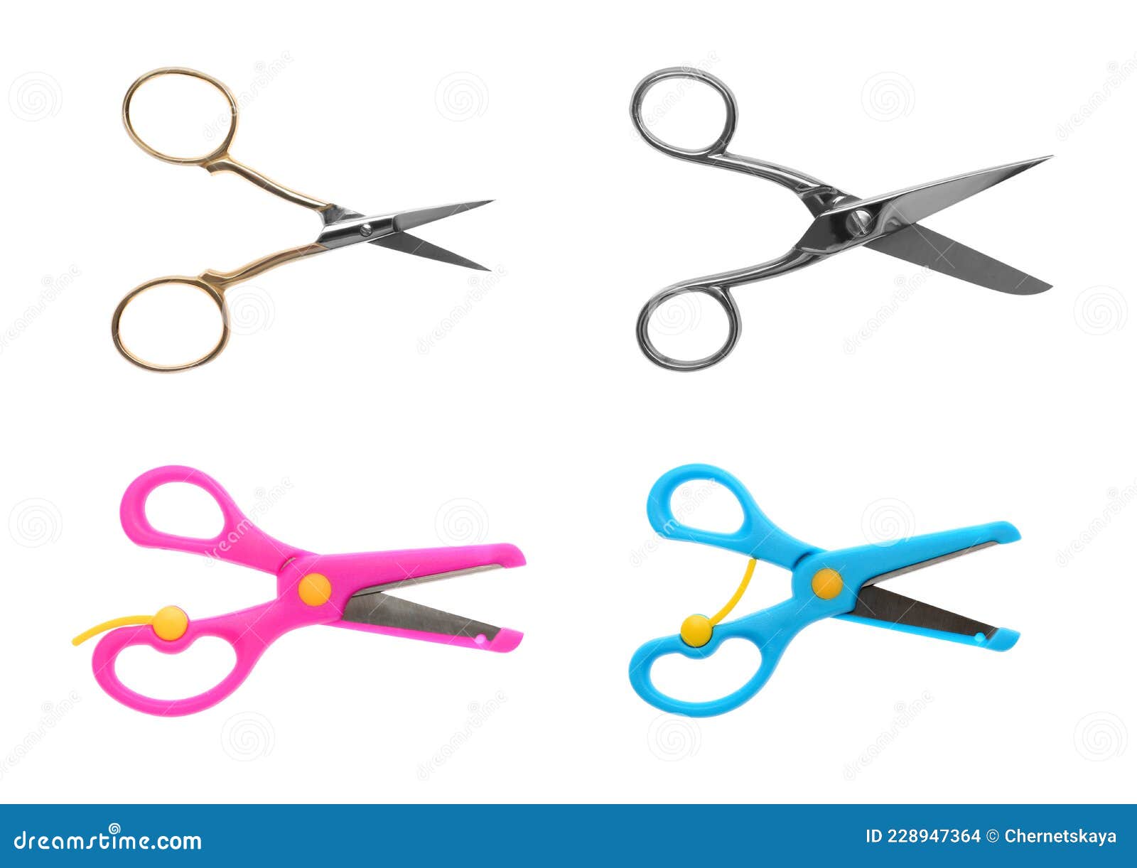 Set with Different Scissors on White Background Stock Photo - Image of ...