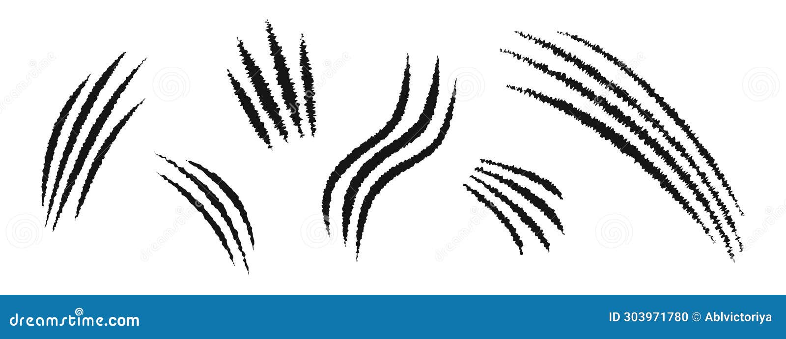 Set of Different Scratch Claw Marks. Tiger, Bear, Wolf, Panther ...