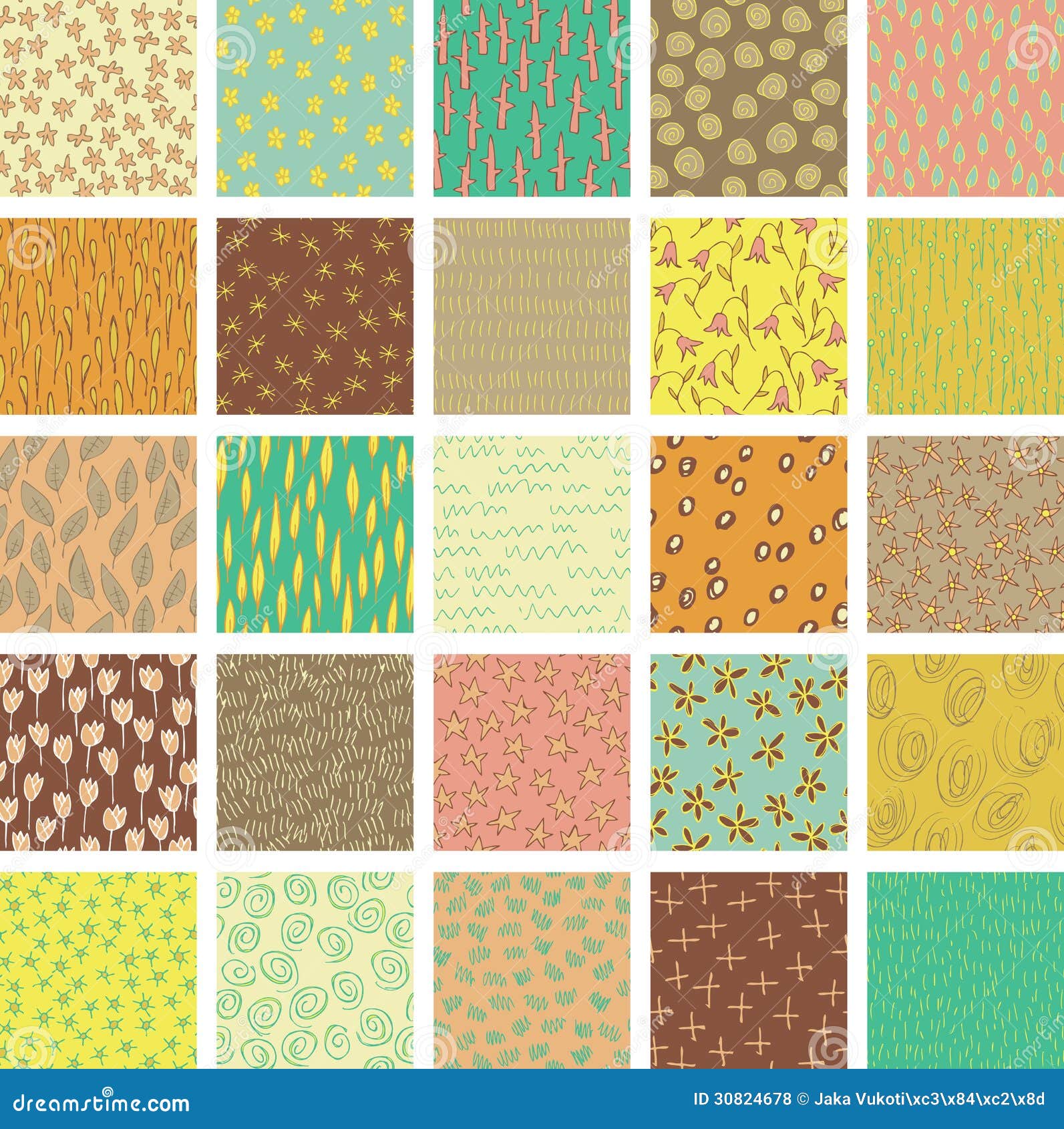 Set of 25 Different Seamless Patterns Stock Vector - Illustration of ...