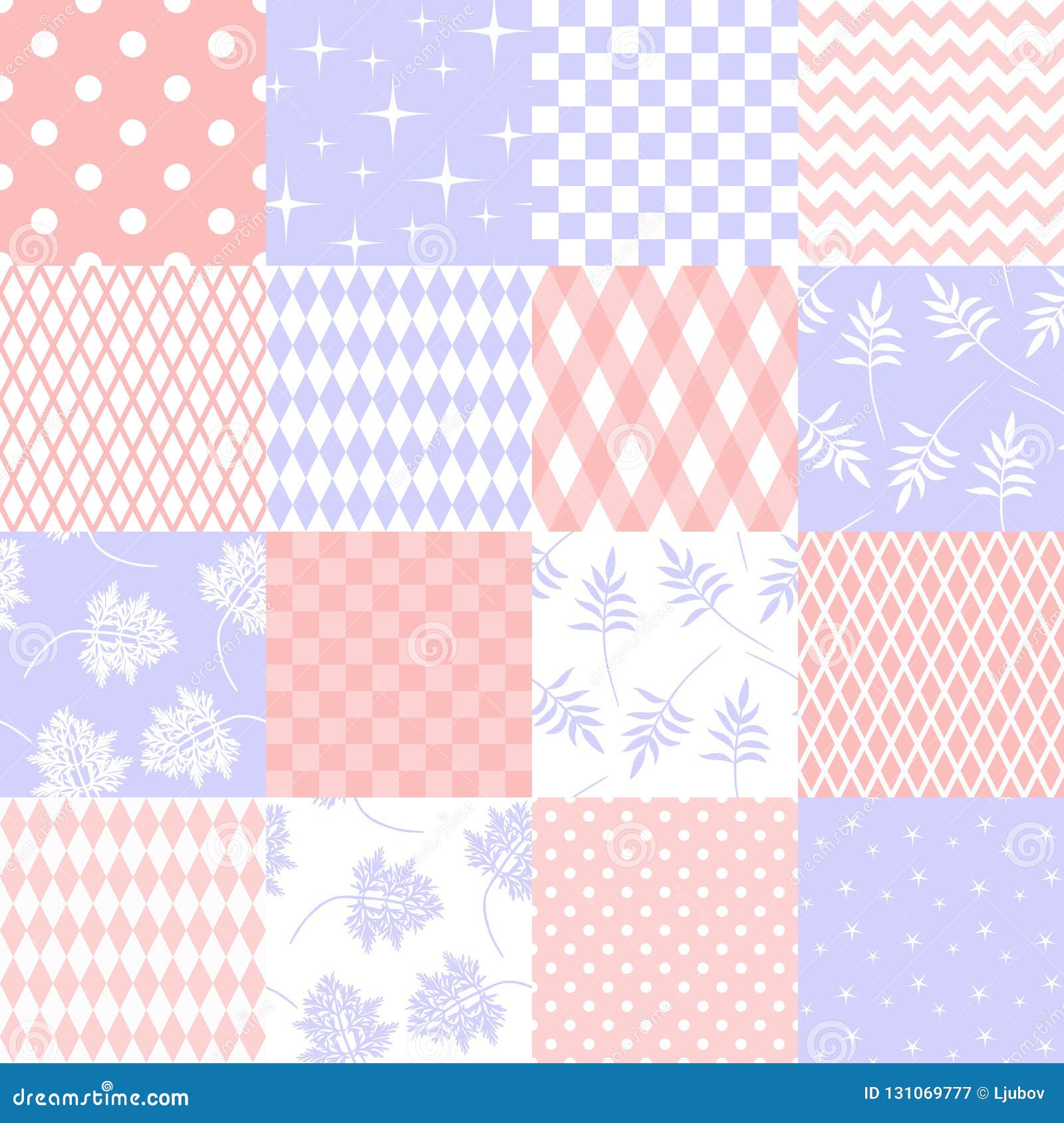 Set of Different Seamless Textures in Tender Colors for Fabric Stock ...