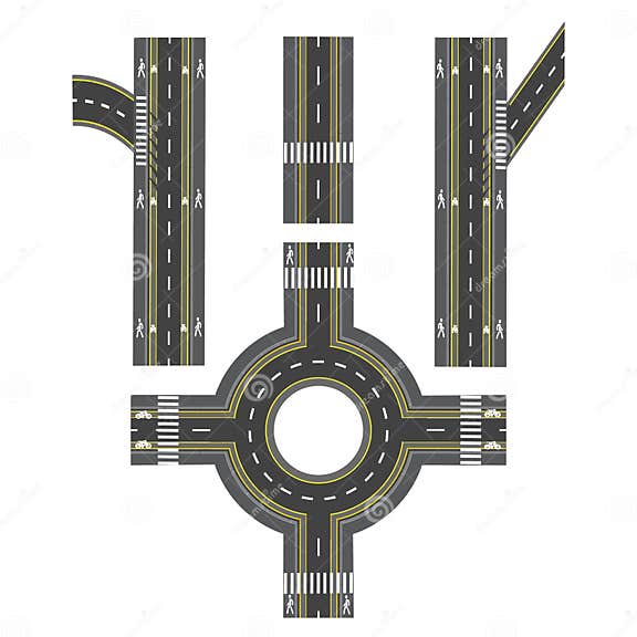 Set of Different Sections of the Road, Transition. Bike Paths ...
