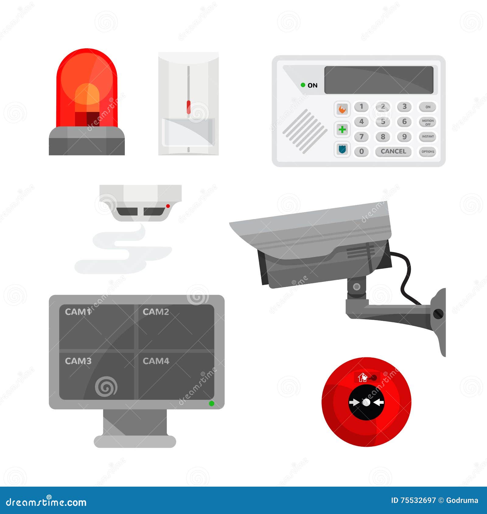 Set of Different Security System Devices Illustrations Stock Vector ...