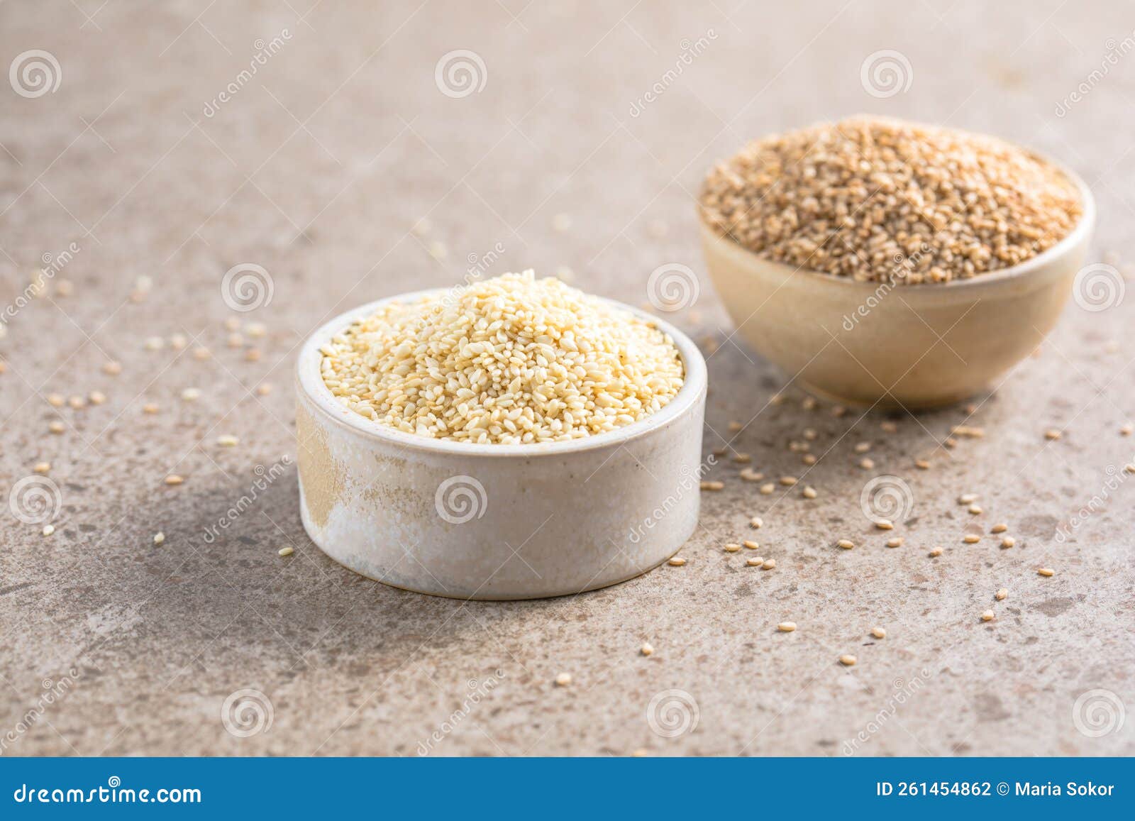 Set with Different Sesame Seeds on Stone Background. Top View Stock ...