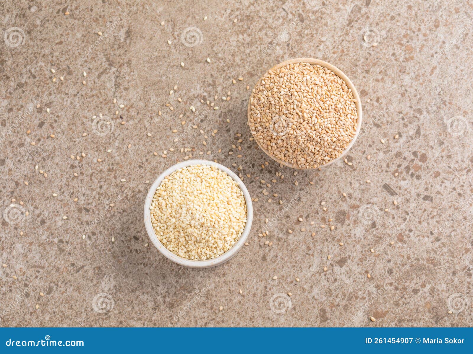 Set with Different Sesame Seeds on Stone Background. Top View Stock ...