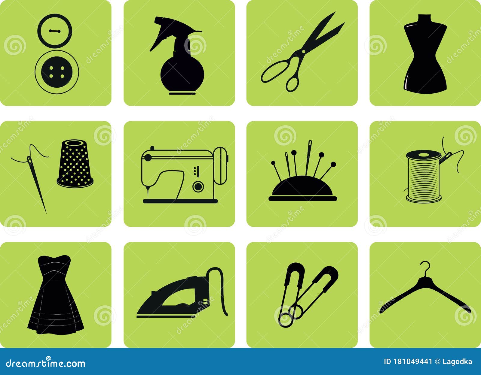 Set of Different Sewing Icons. Stock Vector - Illustration of female ...