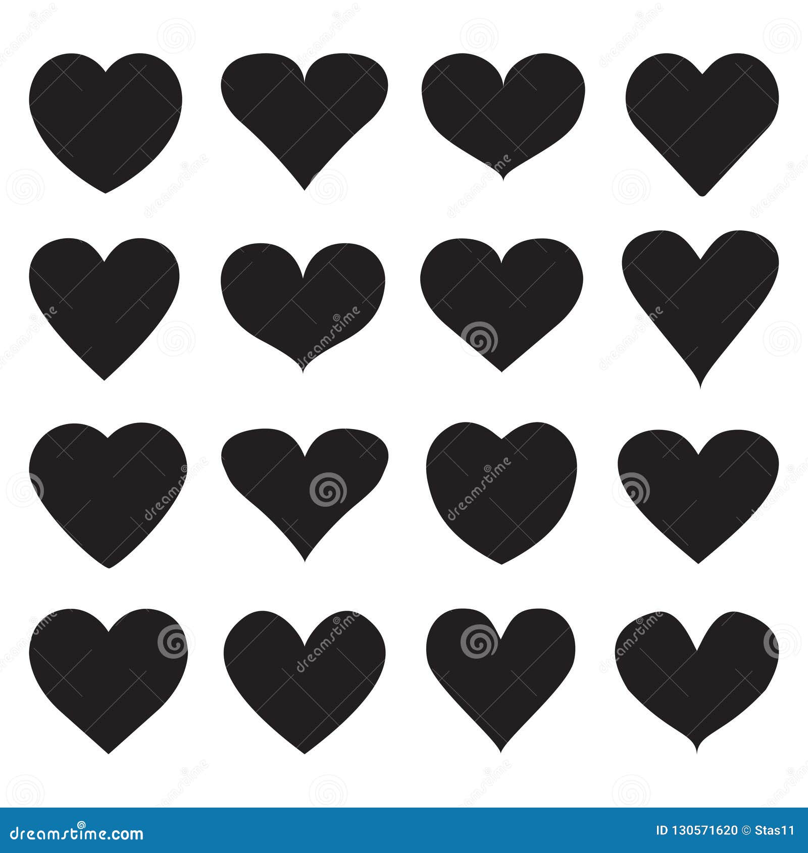 Set of Different Shape Heart Icons for Design Stock Vector ...