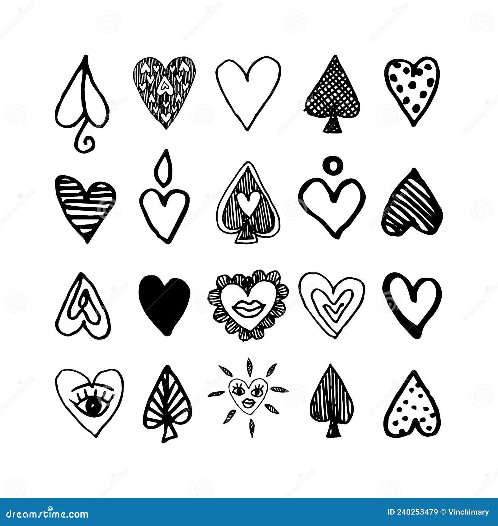 Set of Different Shape of Hearts Illustrations Stock Vector ...