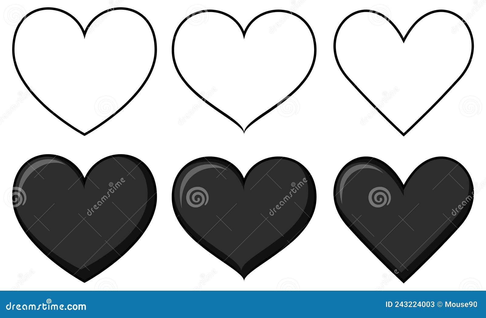Set of Different Shapes of Heart Stock Vector - Illustration of ...