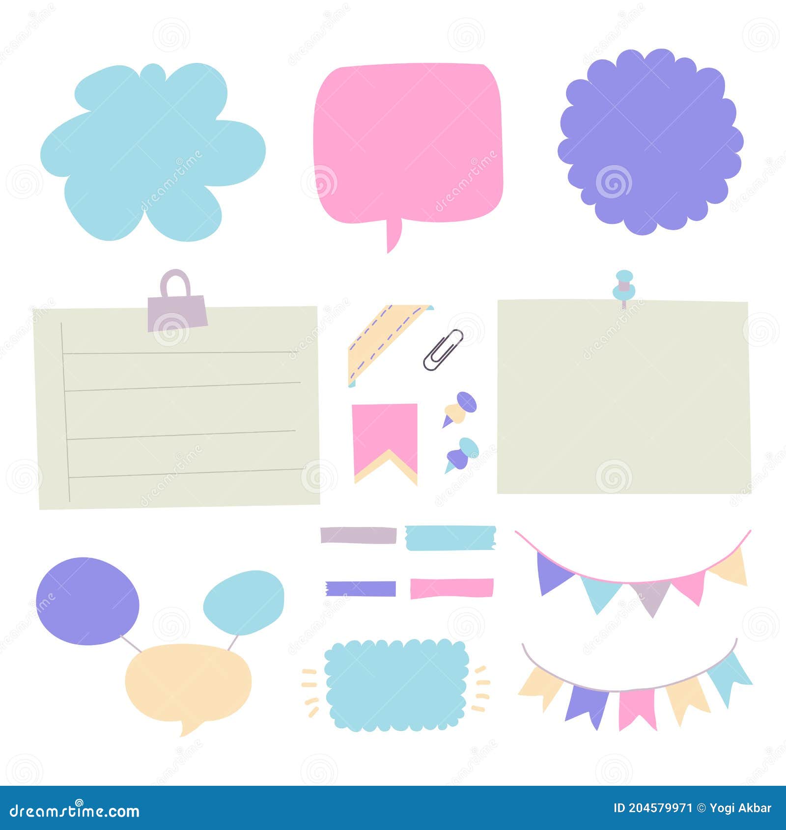 Set of Different Shapes Lined and Checkered Paper Stickers with Tape ...