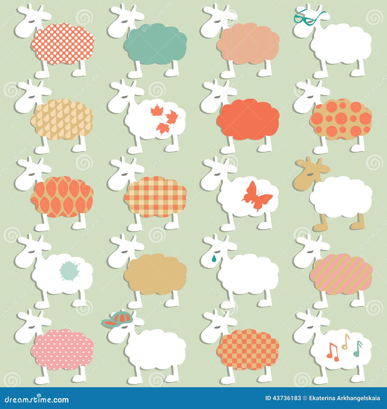 Set of different sheeps stock vector. Illustration of scribble - 43736183