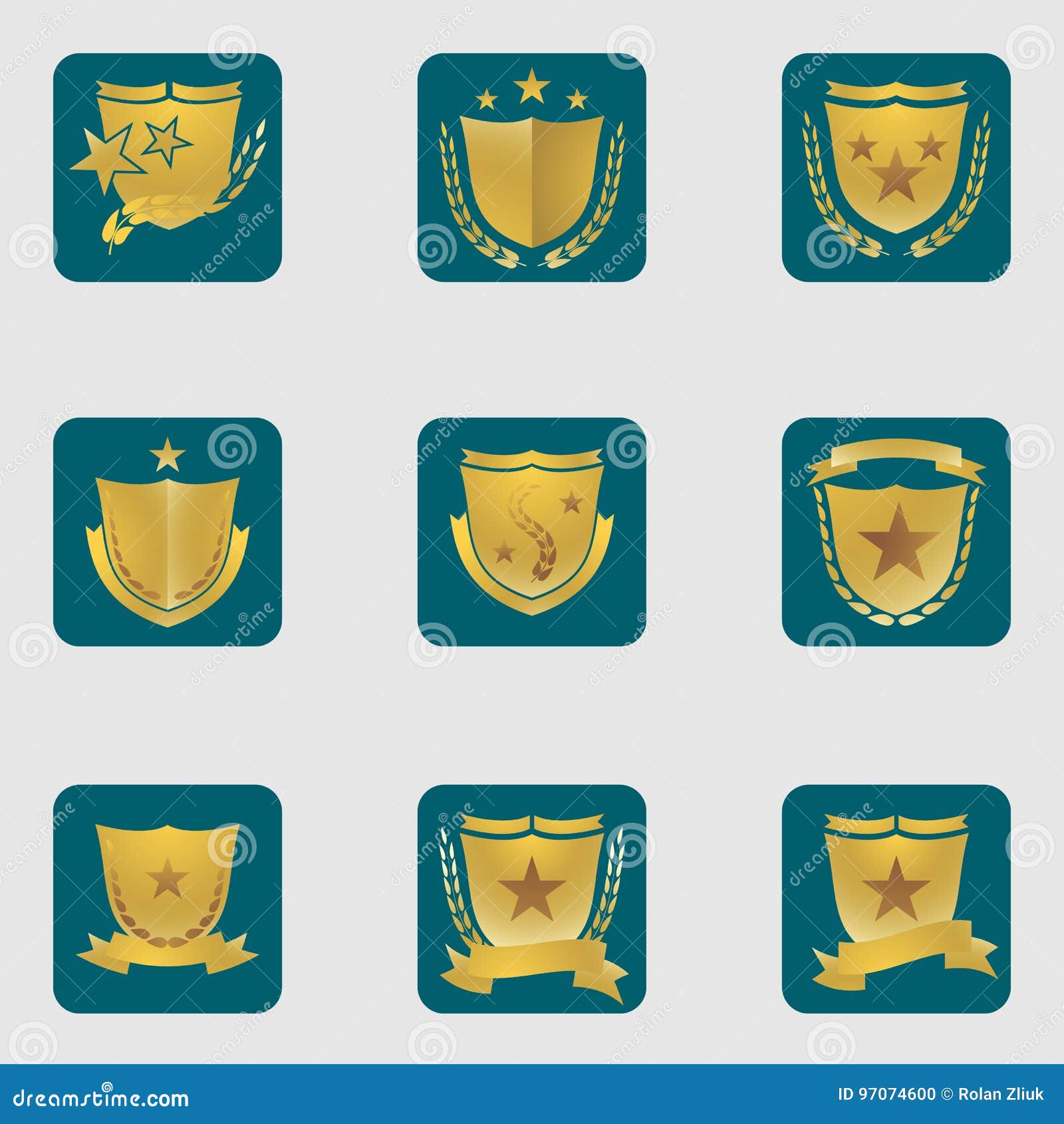 Set of Different Shield Emblems Stock Vector - Illustration of leaf ...