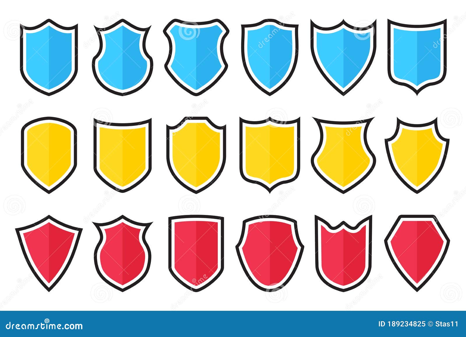 Set of Different Shield Icons in a Flat Design. Shield Icons Collection ...