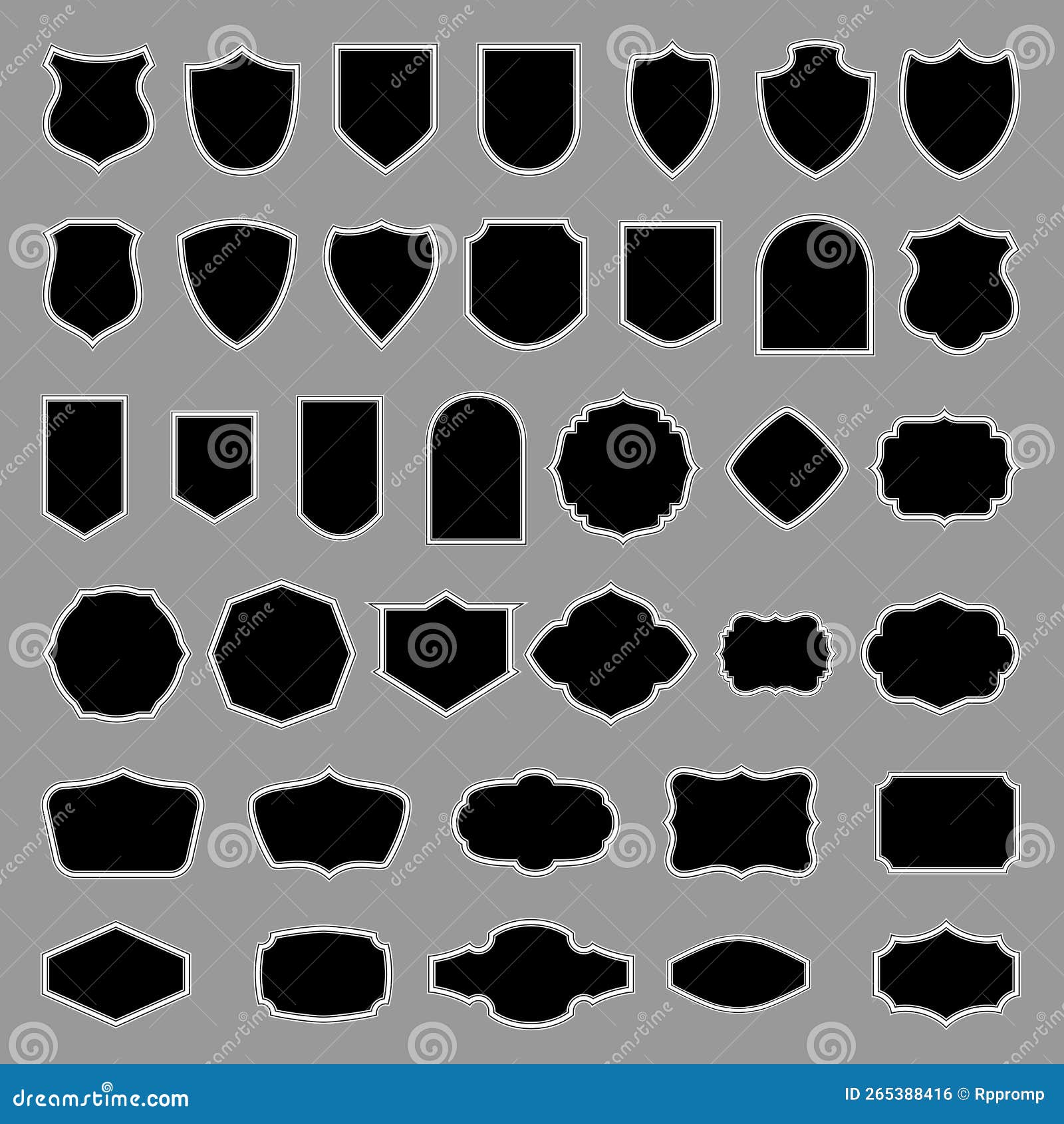 Set of Different Shield Shapes Icons with Reflection Stock Vector ...