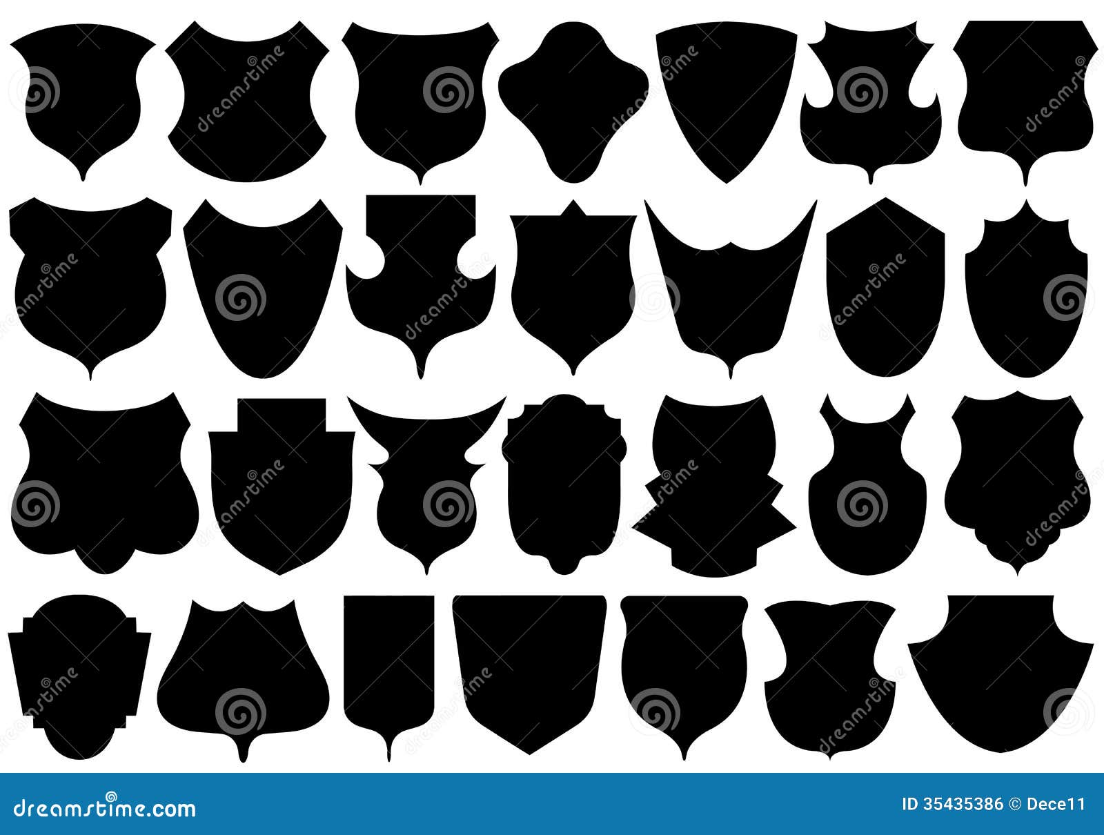 Set of different shields stock vector. Illustration of badge - 35435386
