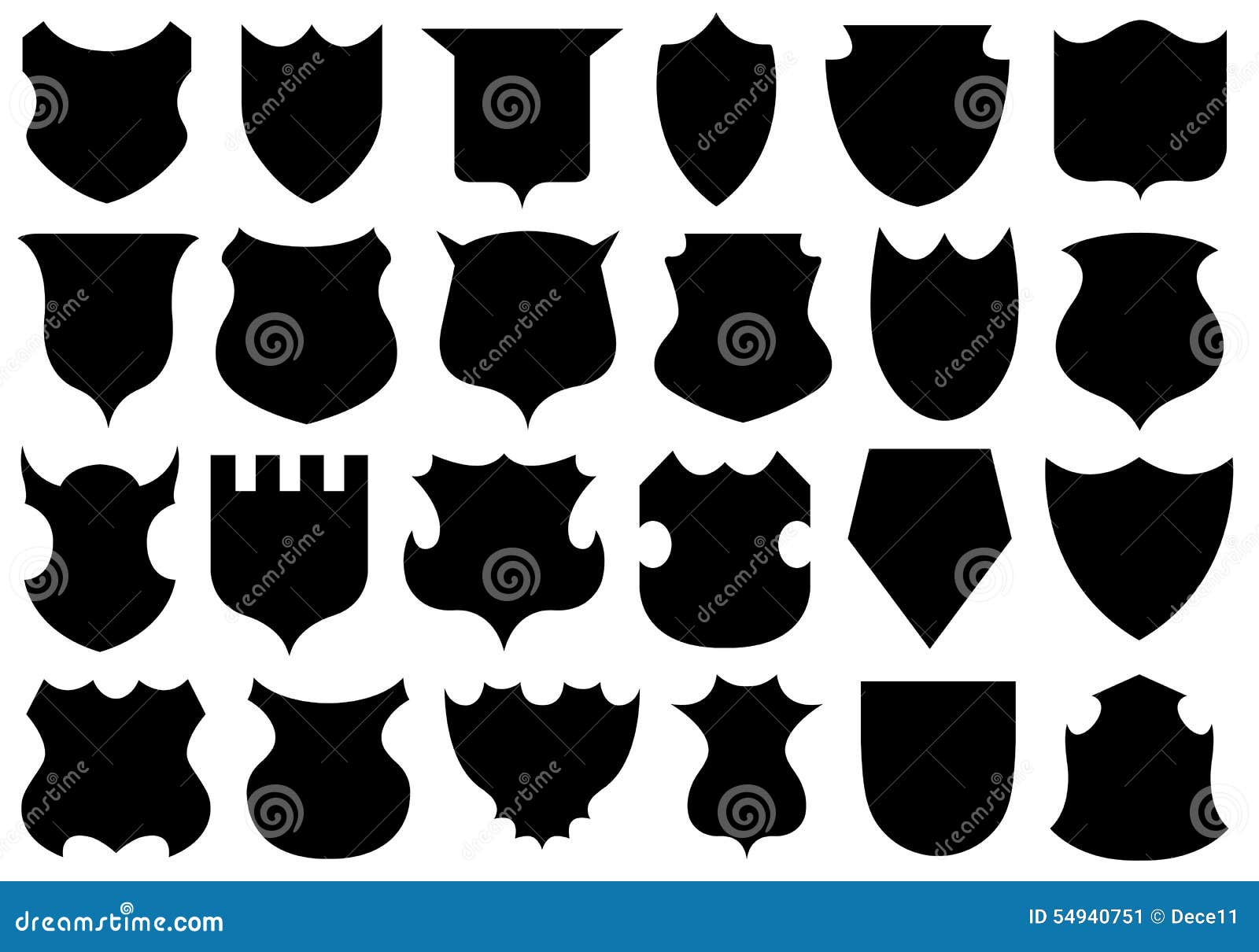 Set of different shields stock vector. Illustration of medieval - 54940751