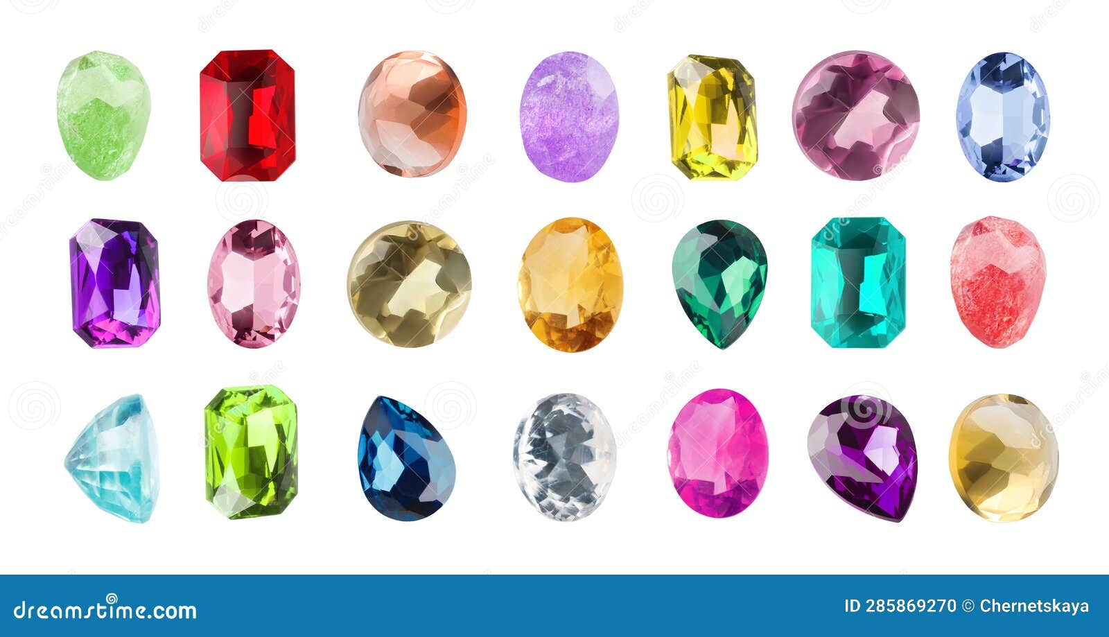 Set of Different Shiny Gemstones for Jeweler Isolated on White Stock ...