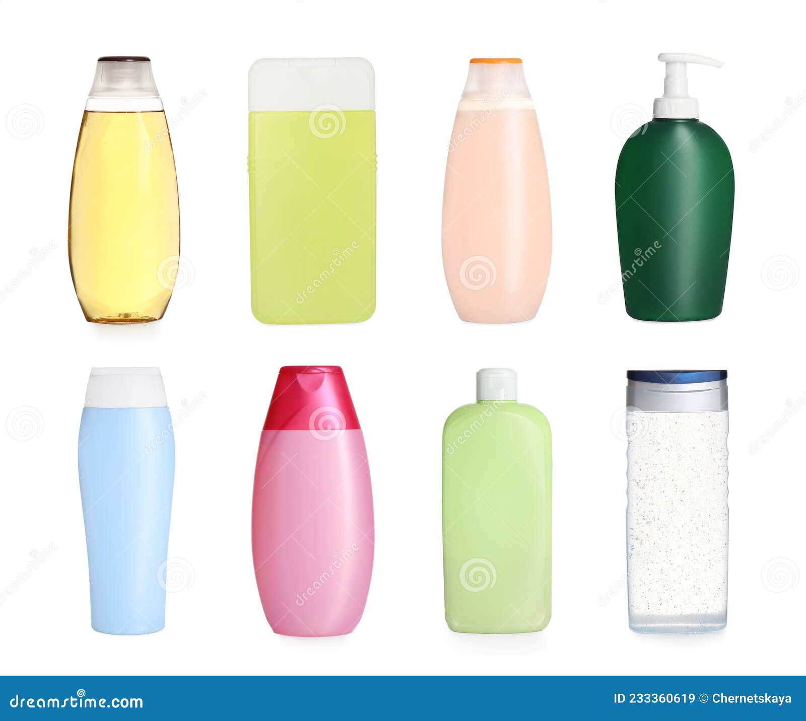 Set with Different Shower Gels on White Background Stock Image - Image ...