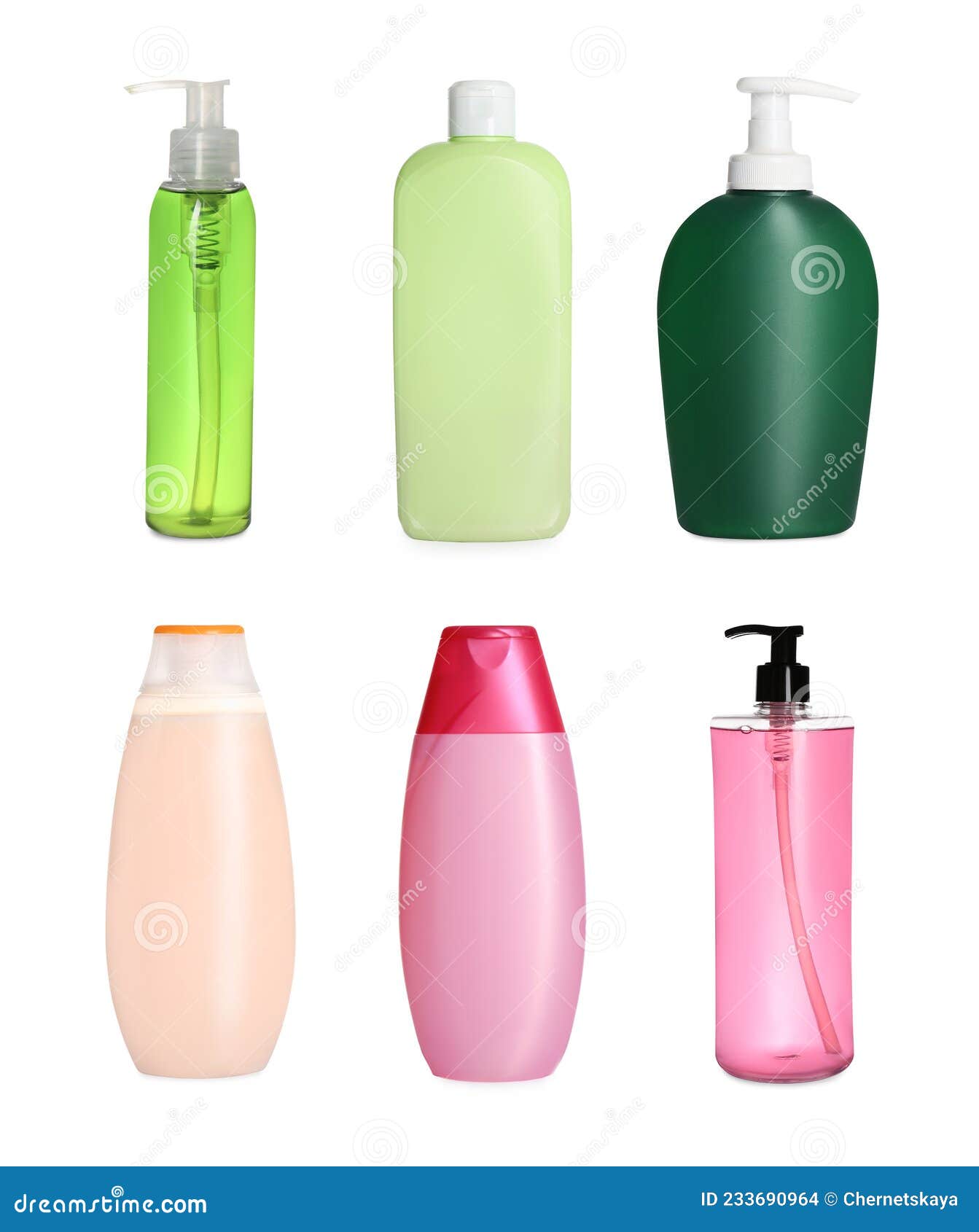 Set with Different Shower Gels on White Background Stock Photo - Image ...