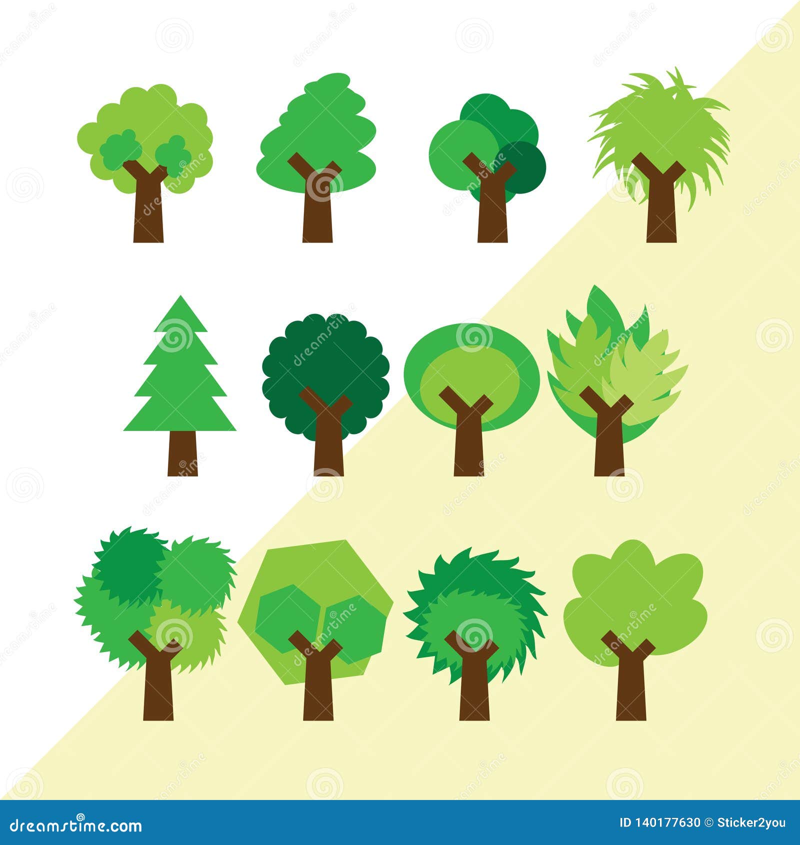 Set of Different Simple Trees Stock Vector - Illustration of isolated ...