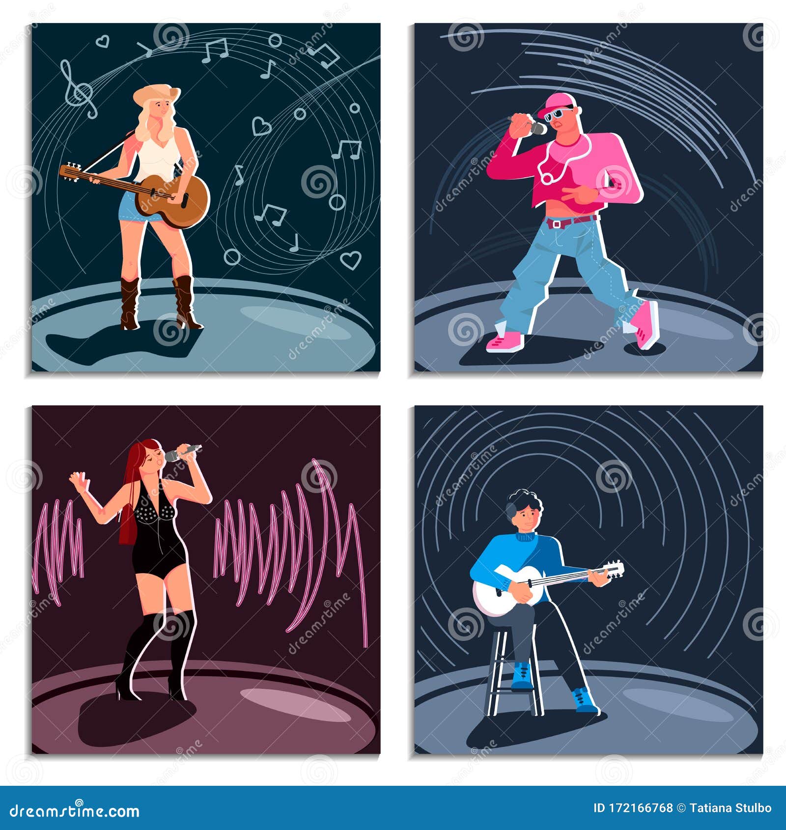Set of different singers stock vector. Illustration of microphone ...