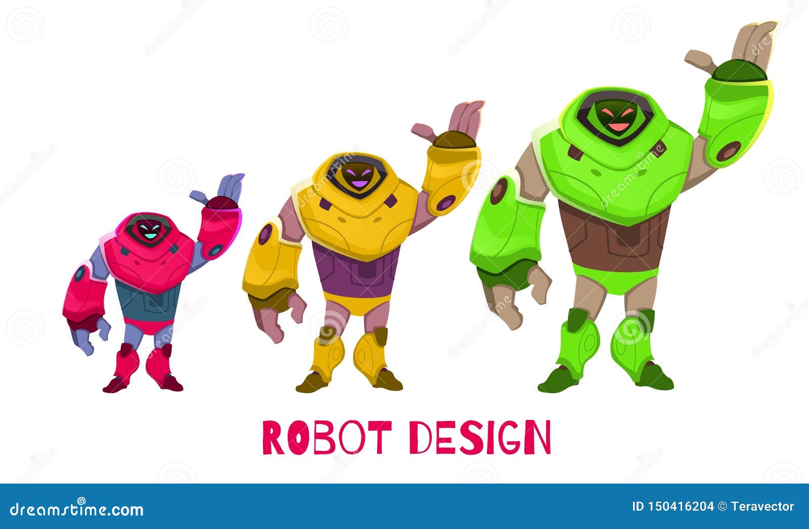 Set Different in Size Robot Design Cartoon Vector. Stock Vector ...