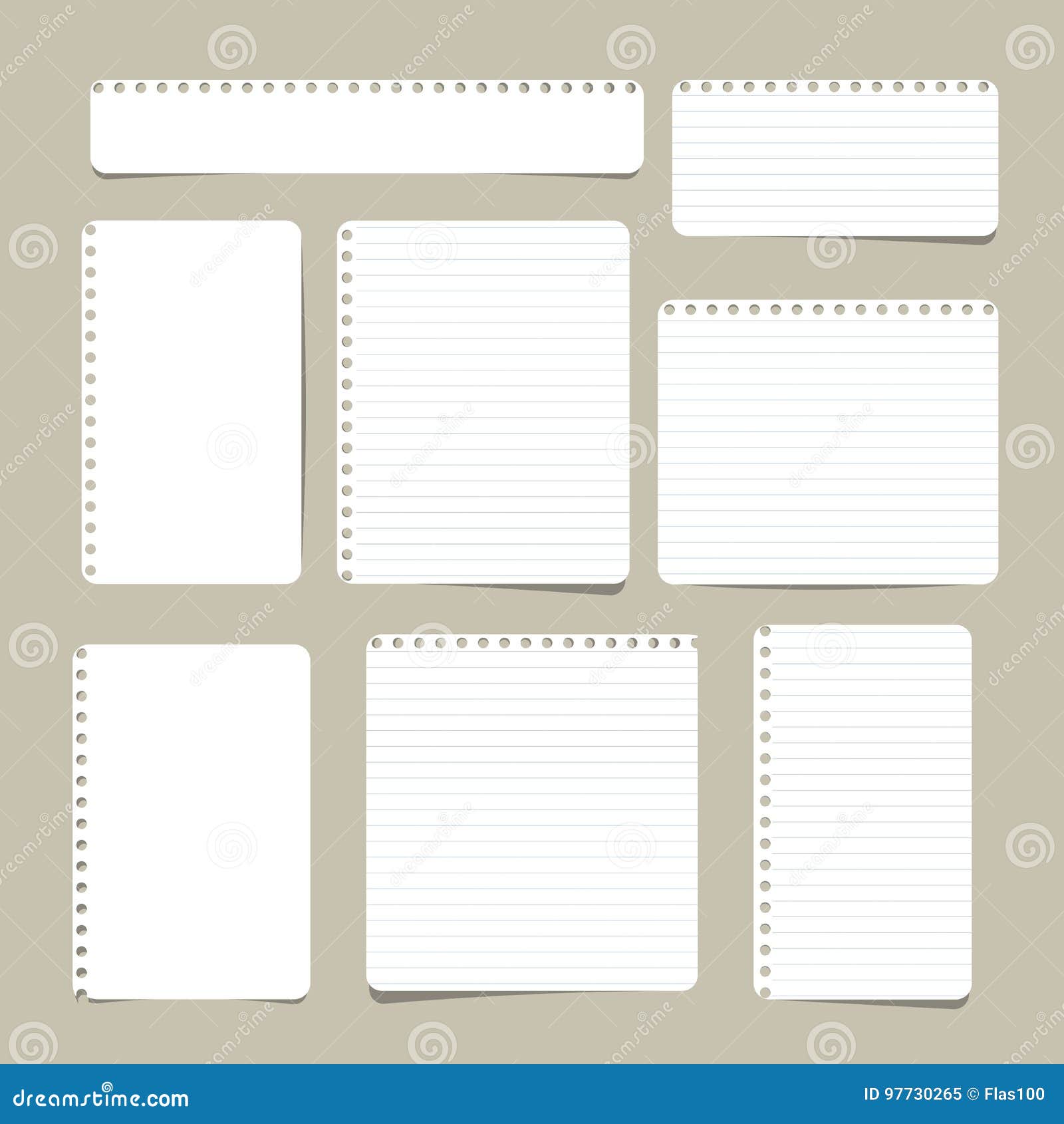 Set of Different Size Ruled and Blank Note, Notebook, Copybook Paper ...