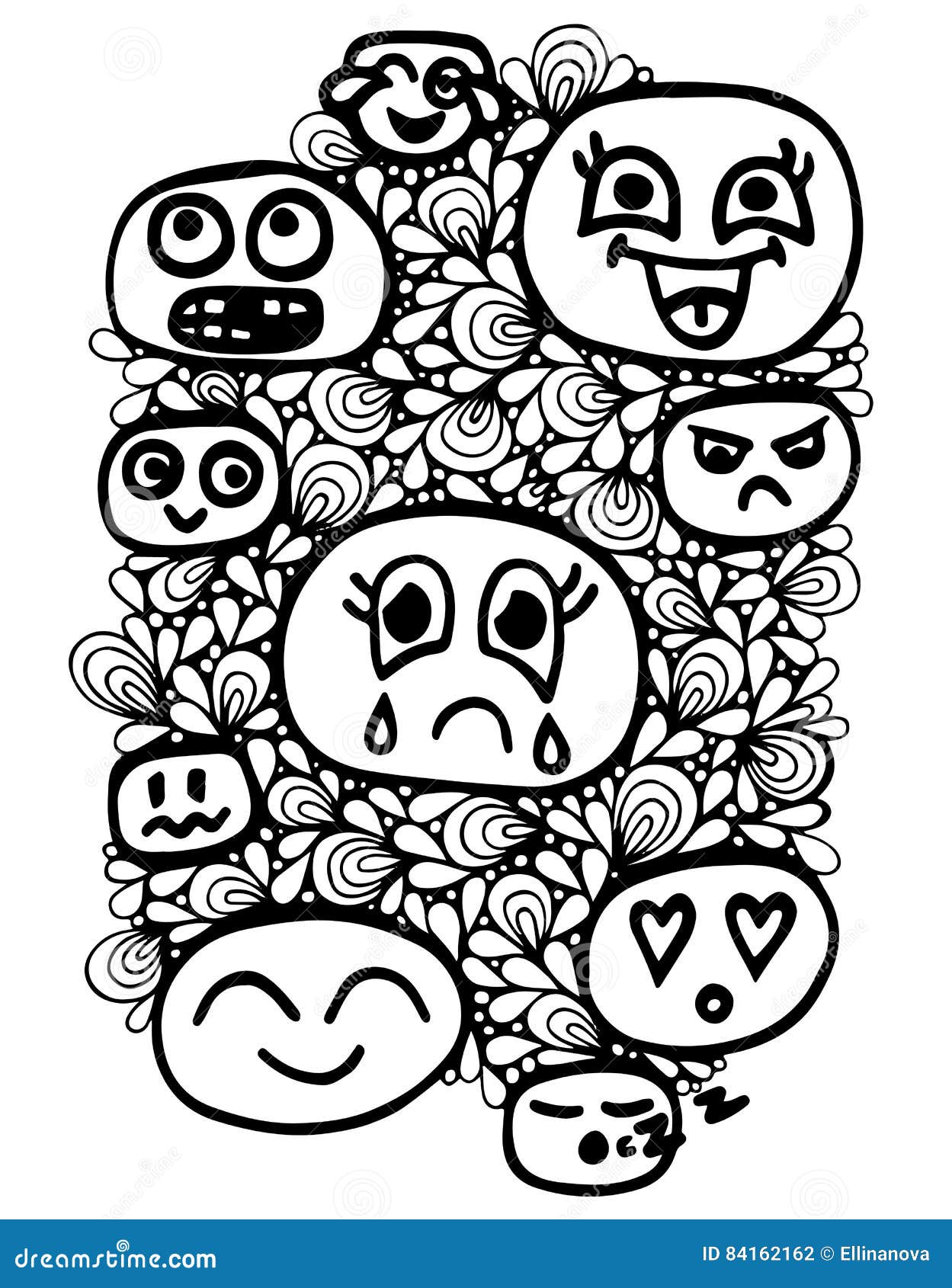 Set Different Smiles Head on Abstract Frame Stock Vector - Illustration ...